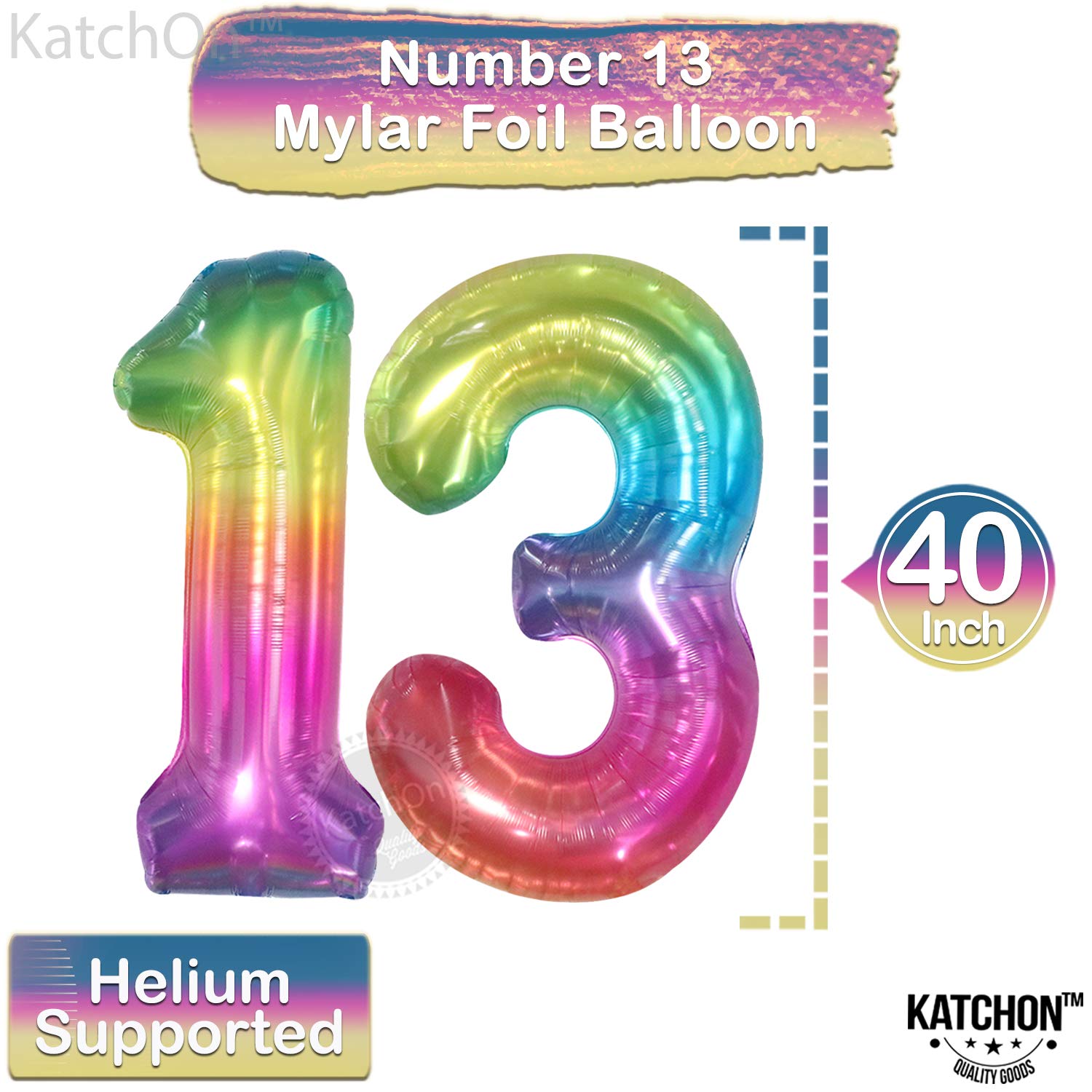 Snapklik.com : Giant Rainbow 13 Balloon Numbers - 40 Inch 13 Birthday ...