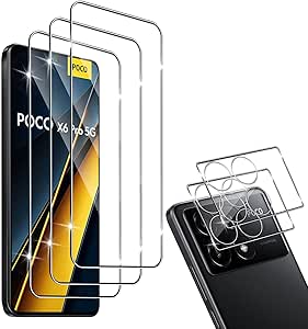 HidWee Vetro Temperato Compatibile con Xiaomi POCO X6 Pro 5G, 3 Pezzi Pellicola Protettiva e 2 ...