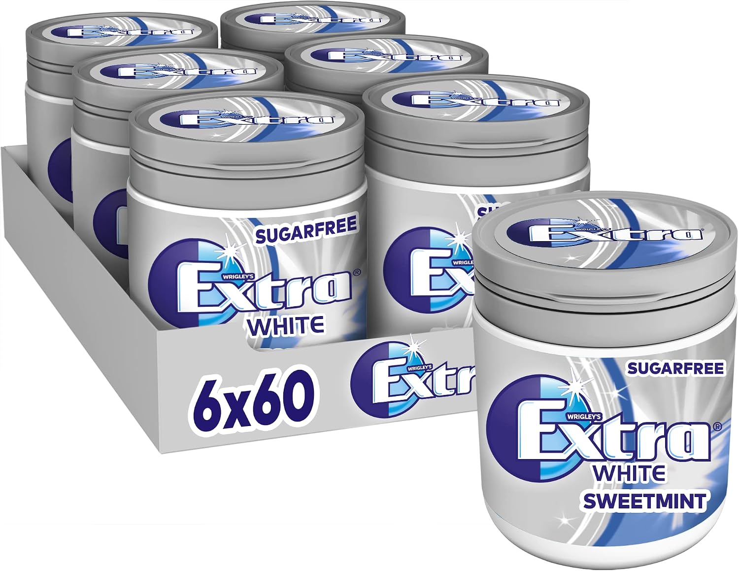 Extra White Chewing Gum, Sweet Mint, Chewing Gum Bulk Box, 6 Packs of ...