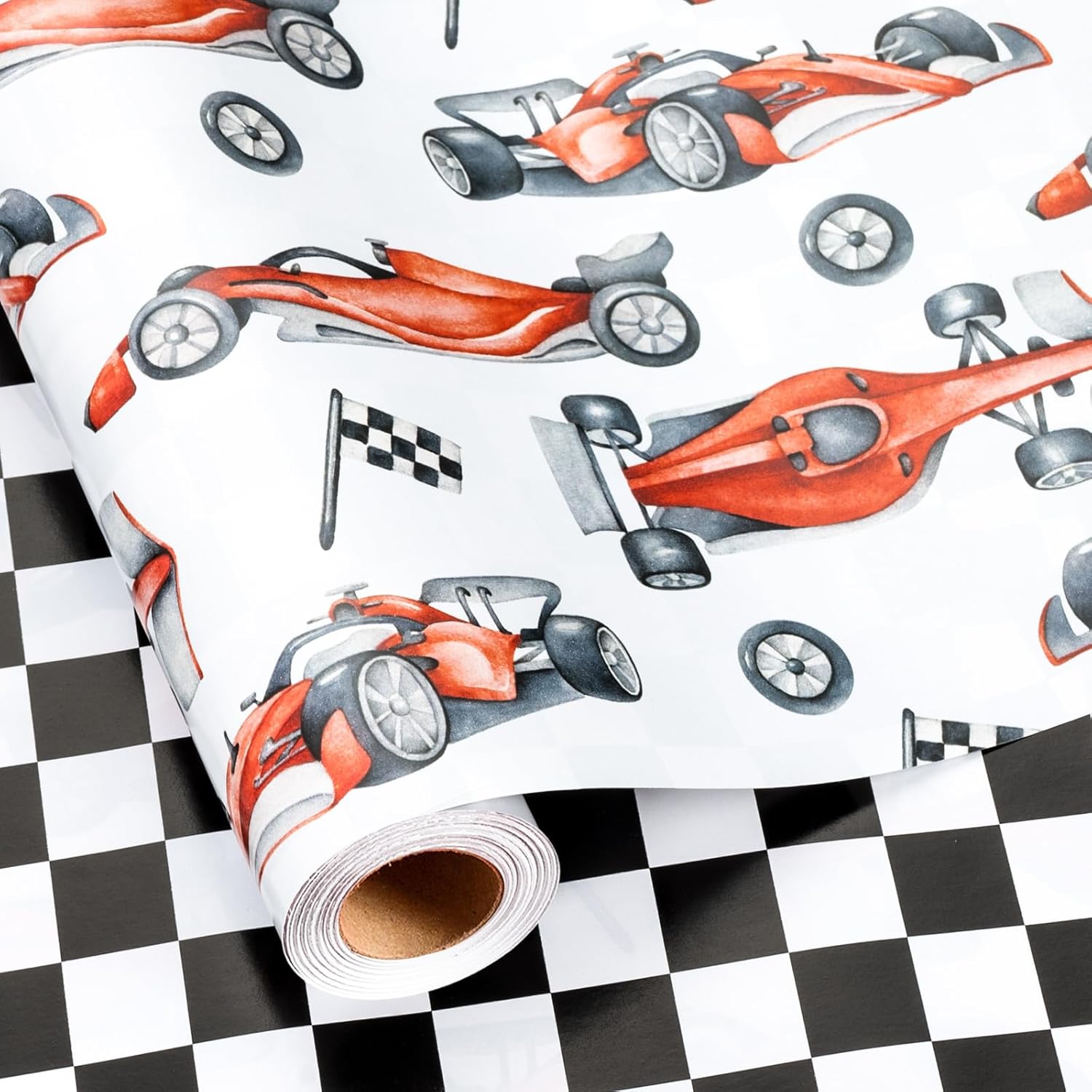 Amazon.com: Merture Boys Race Car Wrapping Paper Roll - 17 In X 16.4 Ft ...