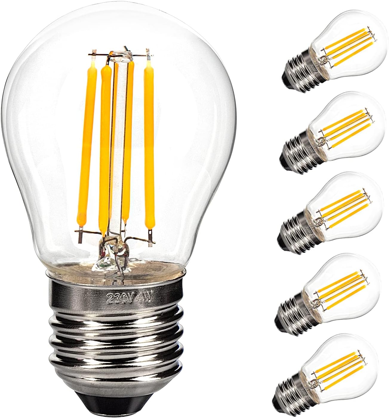 Leadleds G45 E27 Vintage Light Bulbs, 40W Equivalent Warm White LED ...