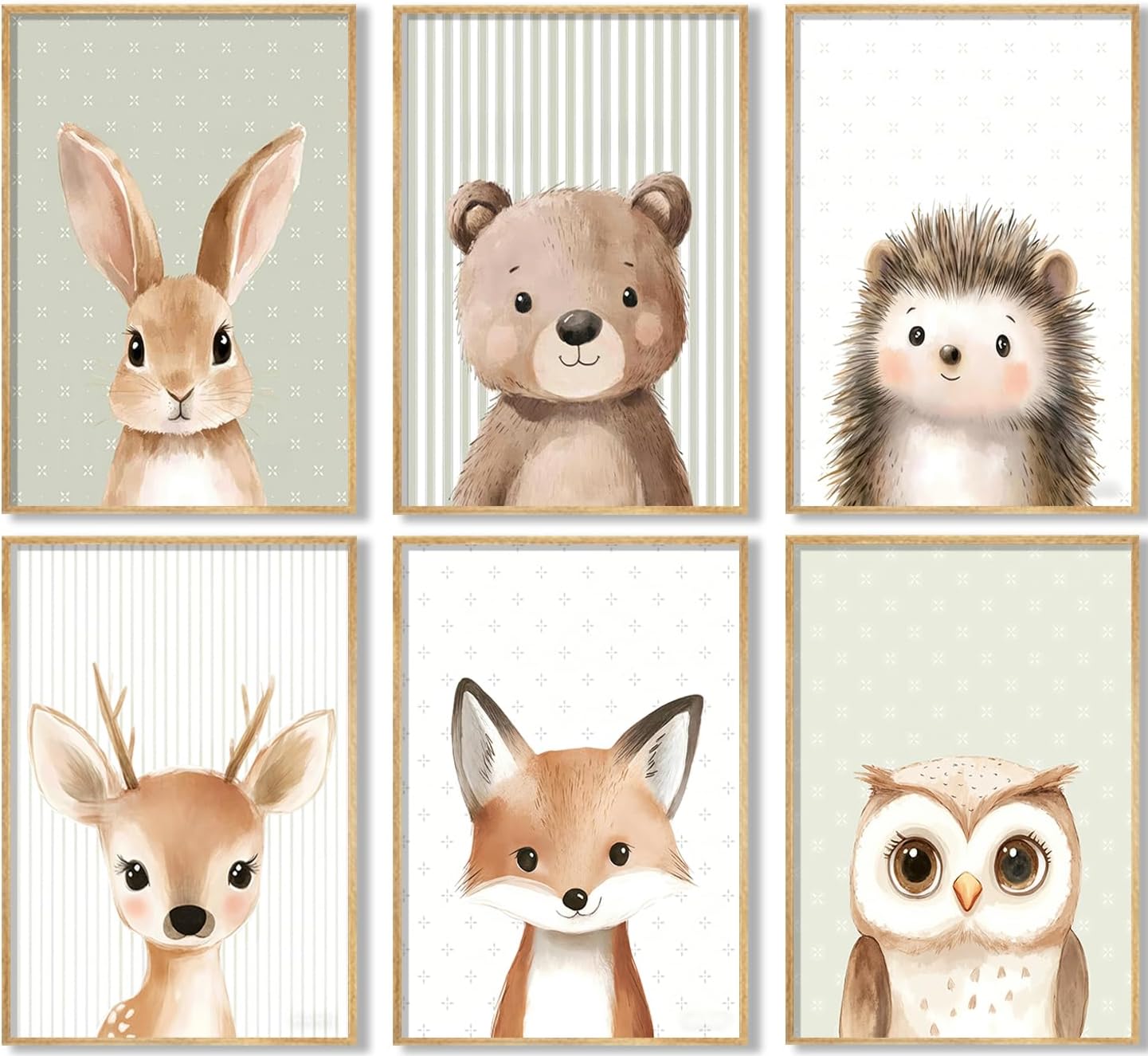 Amazon.com: Woodland Animal Nursery wall art Jungle Animals Painting ...