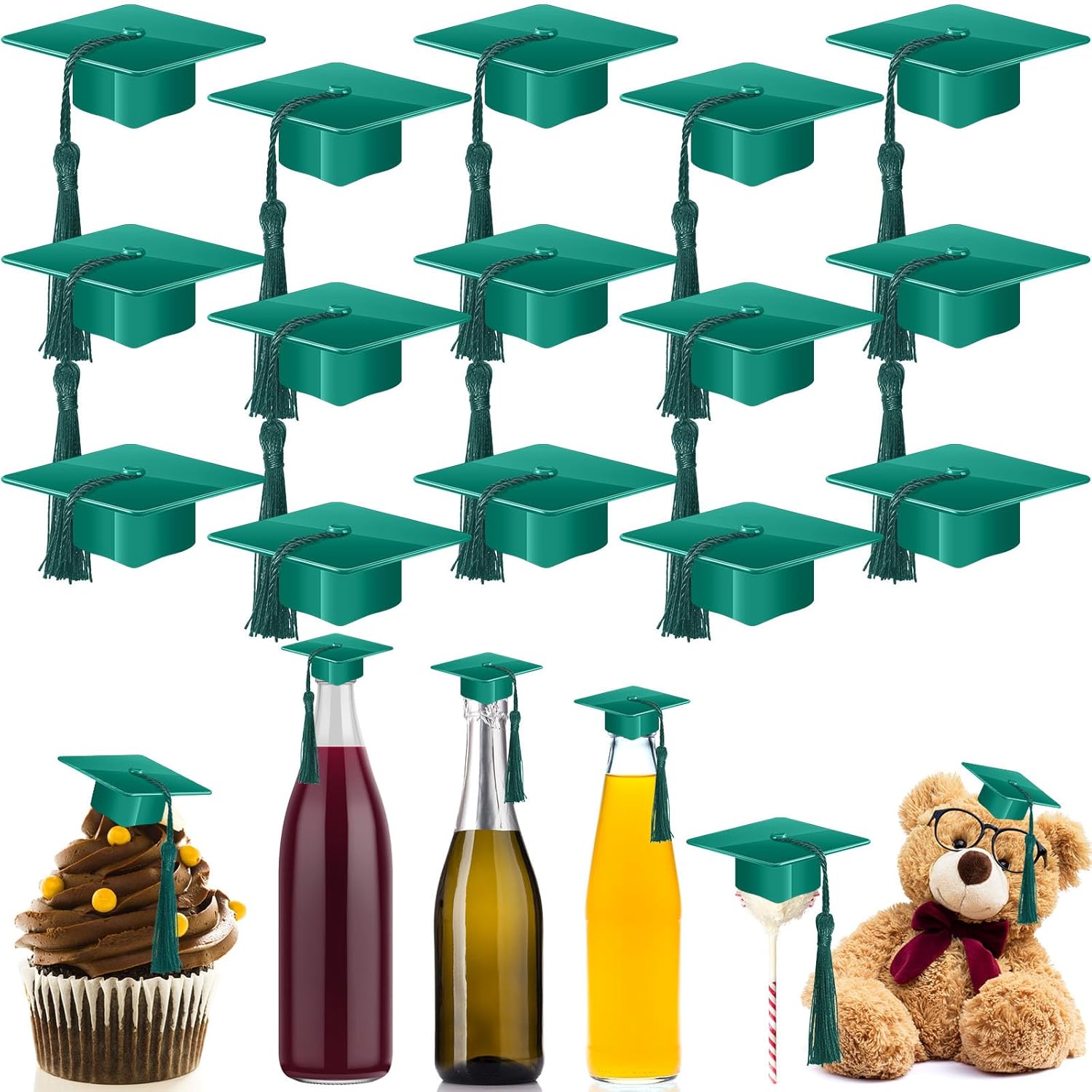 Amazon.com: Qunclay 30 Pieces Mini Graduation Cap Green Hats with Green ...