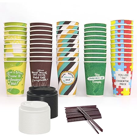 Amazon.com: HSHCH Disposable Coffee Cups with Lids 16 oz (20 Pack), Red ...