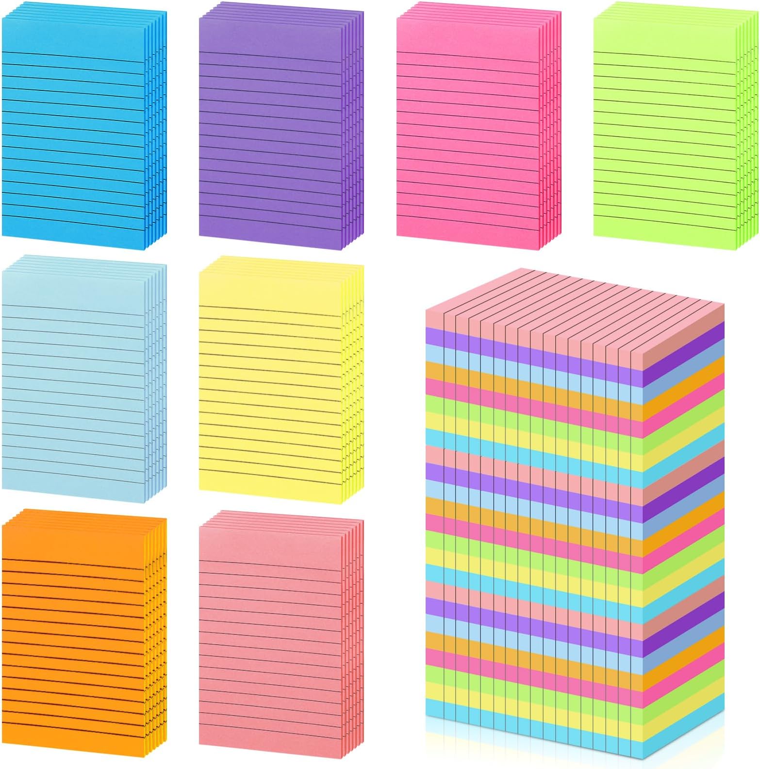 Amazon.com : Lined Sticky Notes 4x6 Lined Sticky Notes Bright Ruled ...