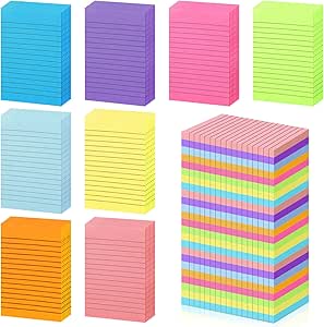 56 Pack/1680 Sheets Lined Sticky Notes 4 x 6 inch, Bright Colors Self ...