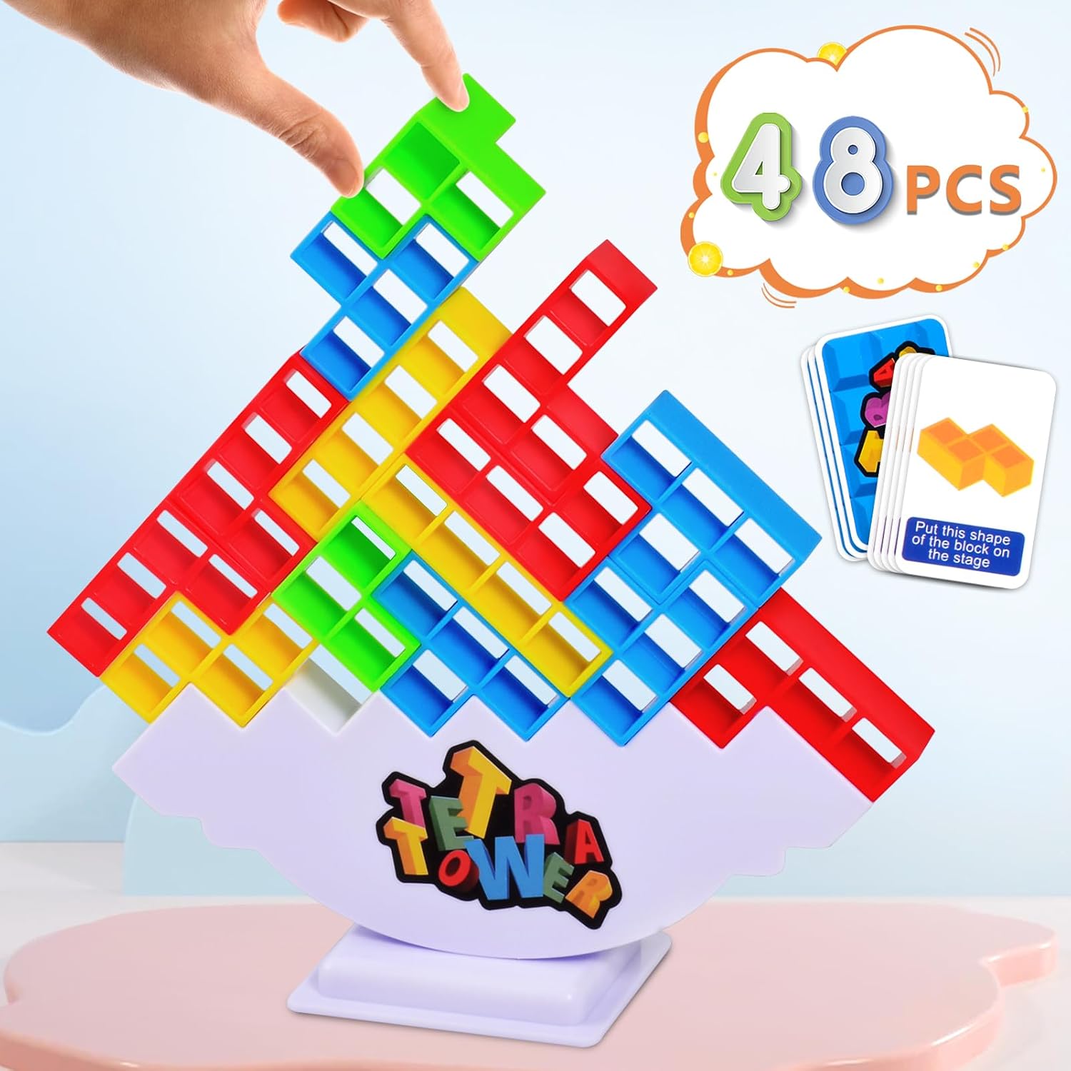 Amazon.com: Tetra Tower Game, 48PCS Balance Stacking Blocks Game for ...