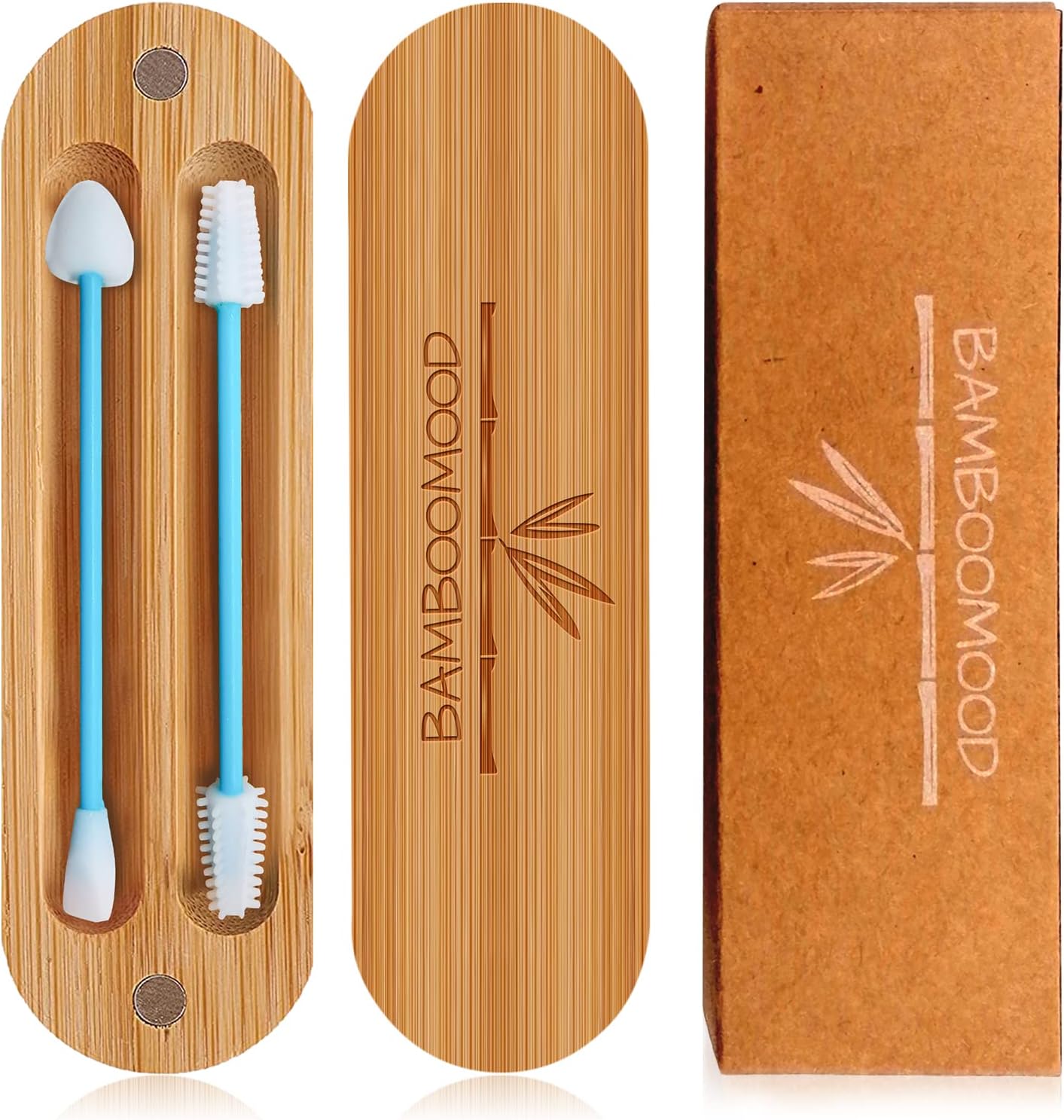 Reusable Cotton Buds for Ears with Portable Travel Magnetic Bamboo ...