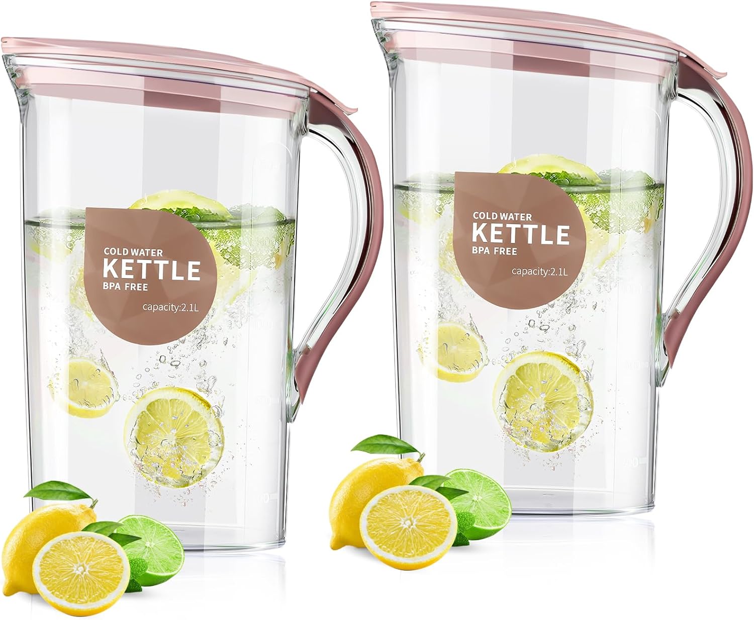 Amazon.com: 2 Pcs 71 OZ Fridge Door Water Pitcher With Lid 0.56 Gallon ...