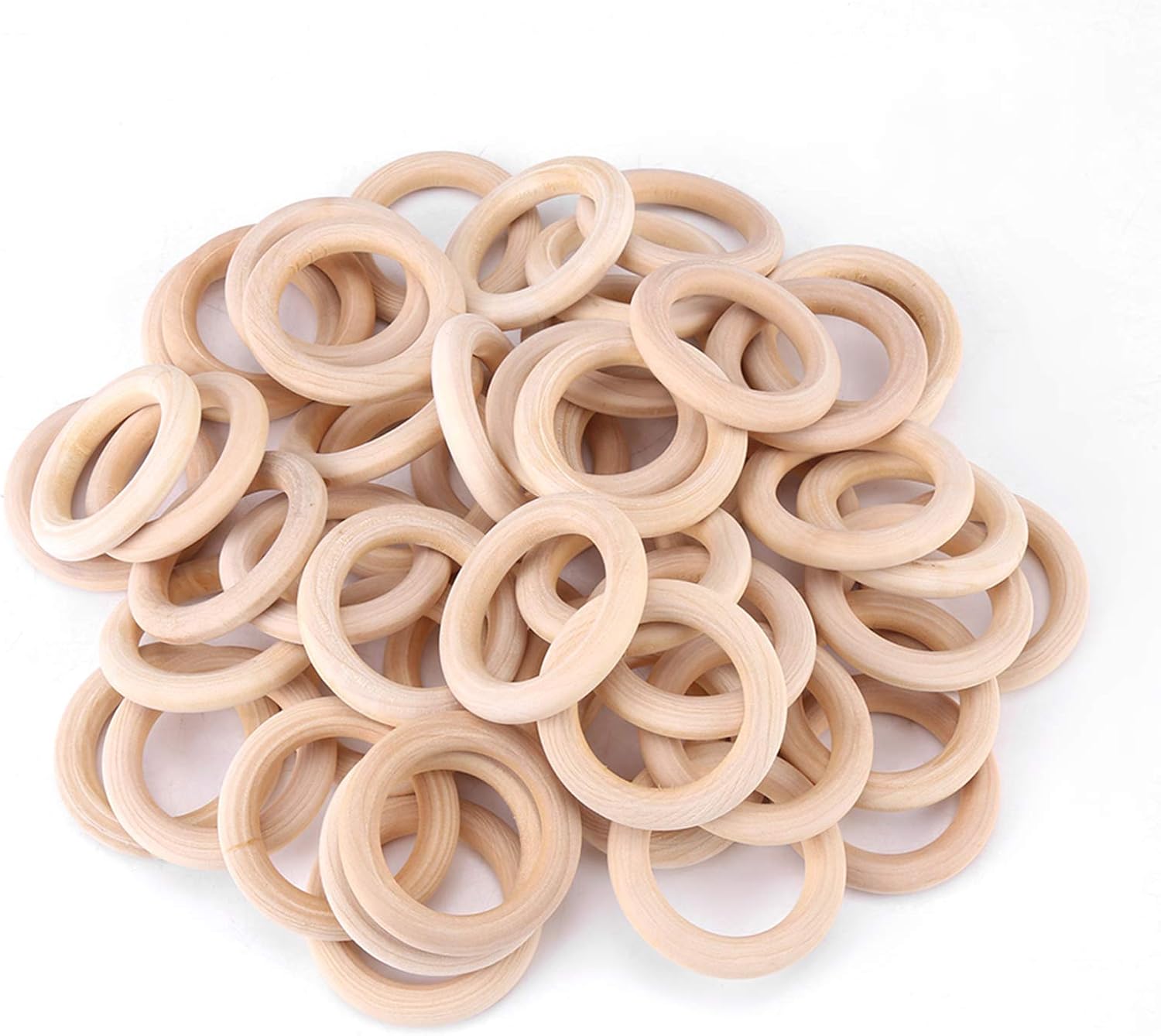 Amazon.com: Watris Veiyi 50Pcs Natural Wood Rings, Wooden Rings for ...
