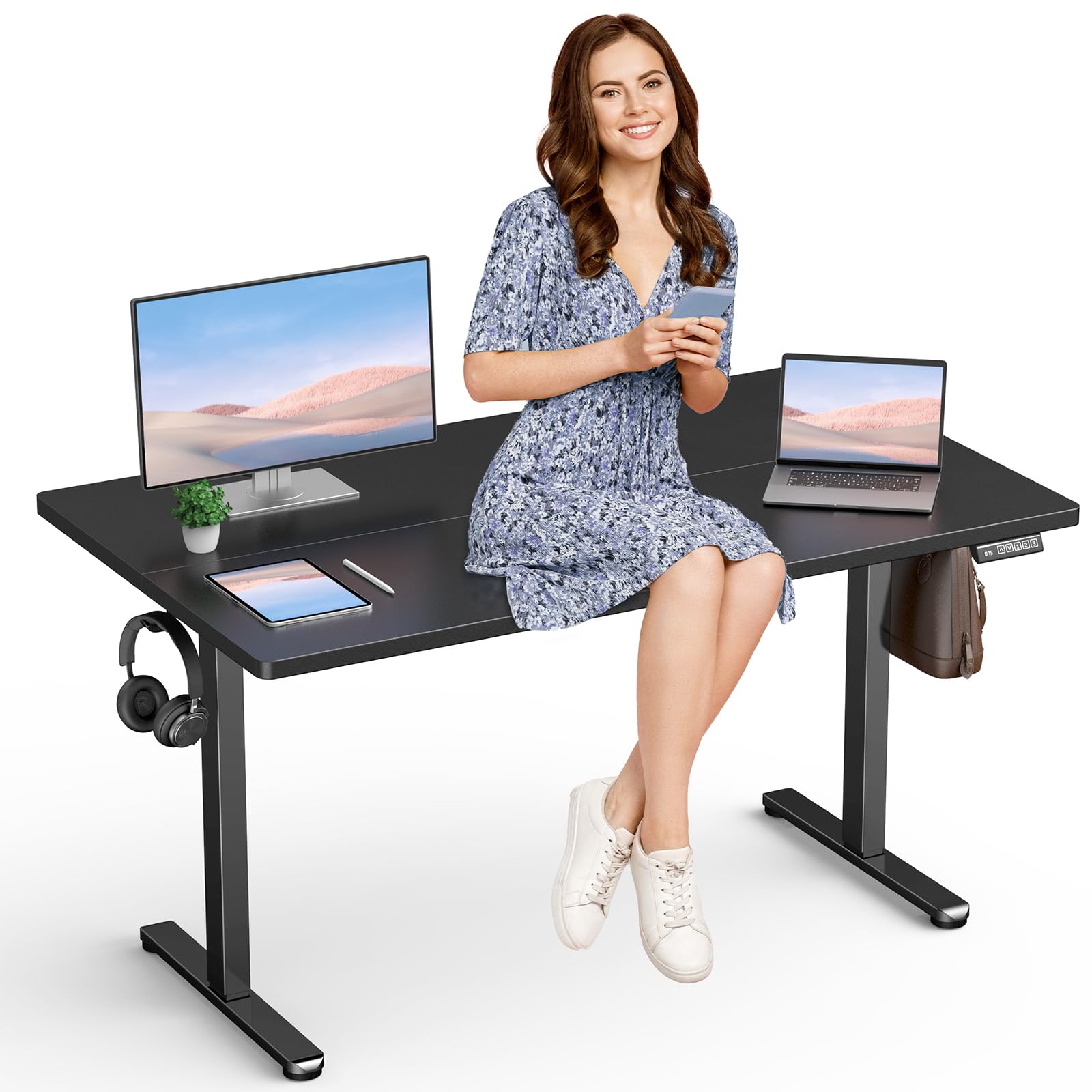 Amazon.com: Zelimon Adjustable Standing Desk Electric Sit to Stand Up ...