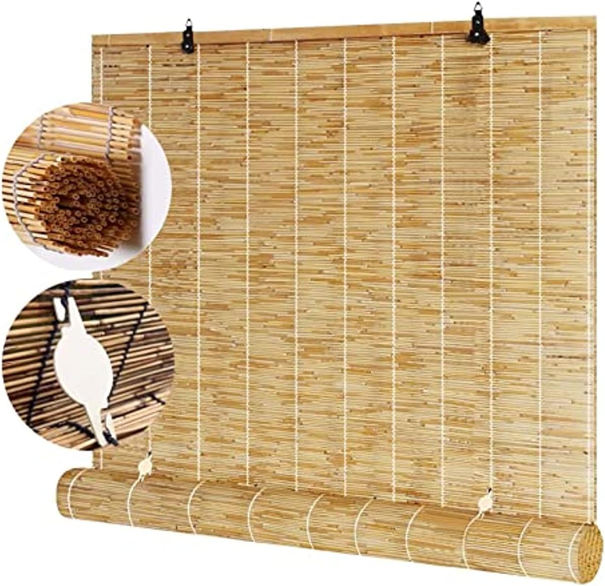 Amazon.com: Cordless Blackout Reed Roll Up,Bamboo Shades for Patio ...