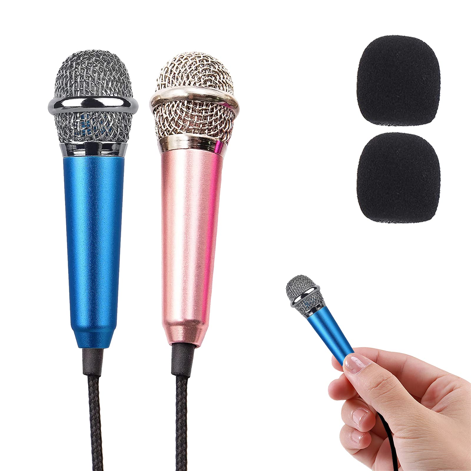 2Pcs Mini Microphone, Mini Karaoke Microphone with 3.5 mm Universal ...