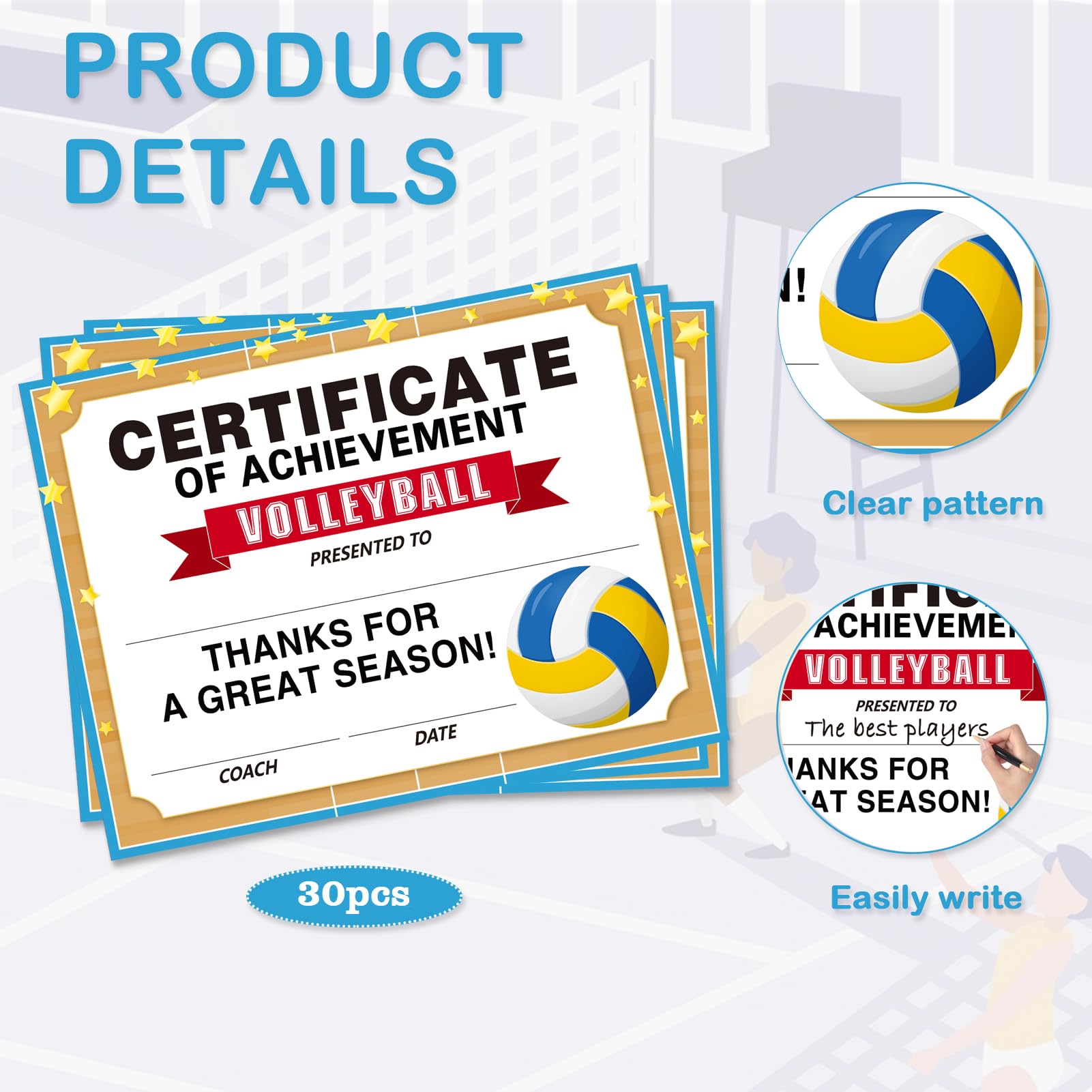 Snapklik.com : 30 Pieces Volleyball Certificate Of Achievement ...