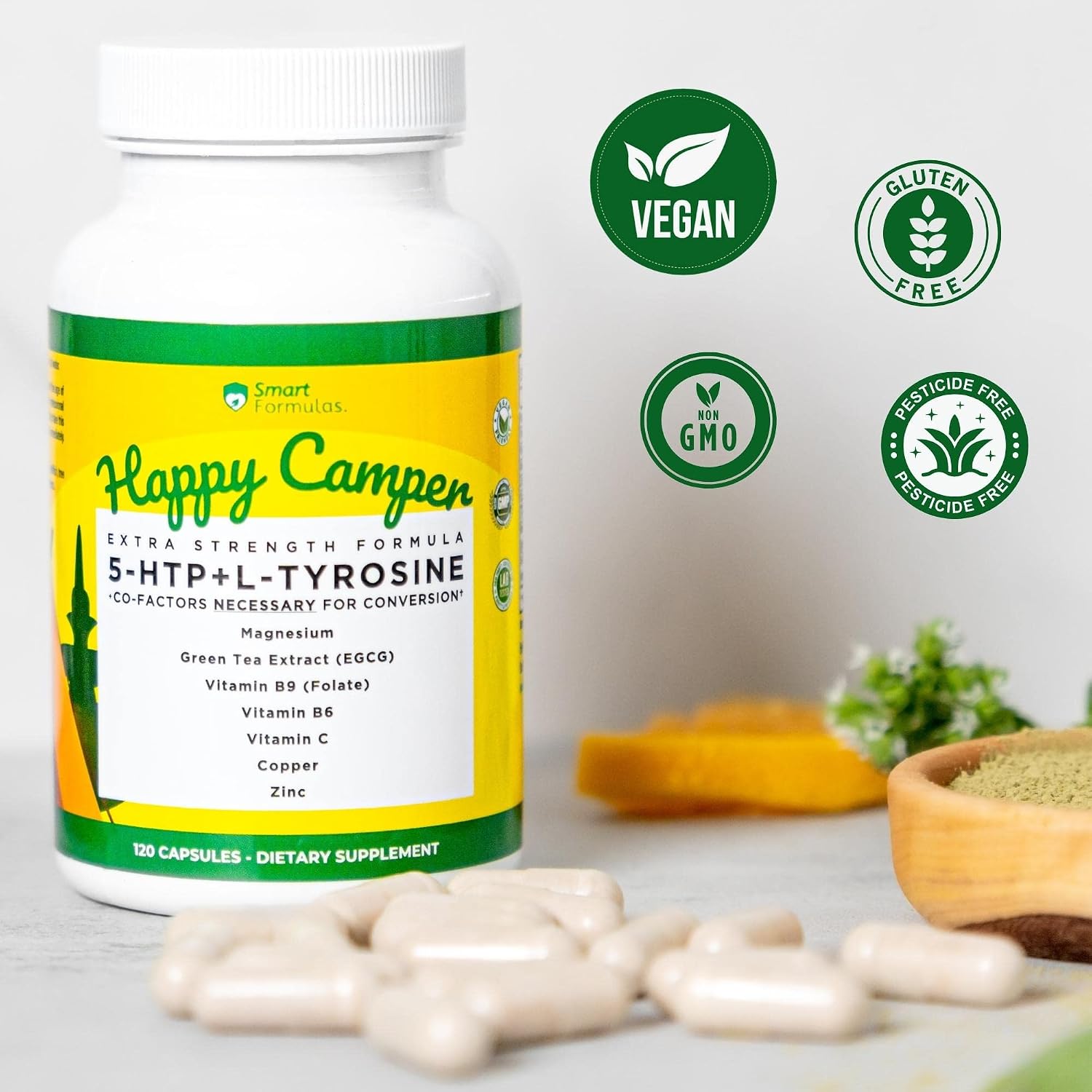 Be Happy, 120 Cápsulas Vegetarianas, Potencializador de Serotonina e ...