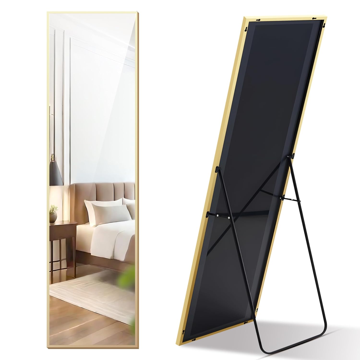 Buy NEWBULIG 59"x16" Full Length Mirror with Stand, Full Body Mirror ...