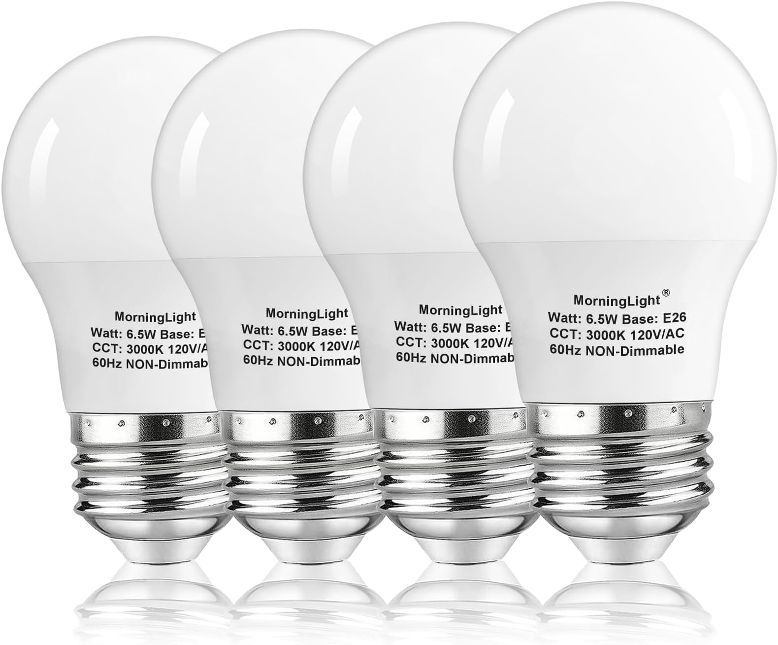 MorningLight 4 Pack A15 Light Bulbs 60 Watt Equivalent, Soft White ...