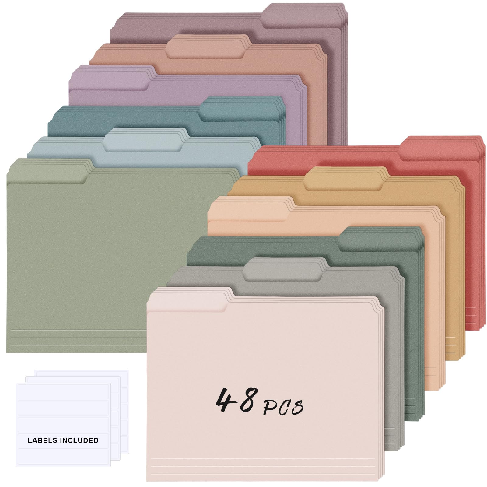 Amazon.com : Resholder 48 Pcs Colored Manila File Folders Letter Size ...