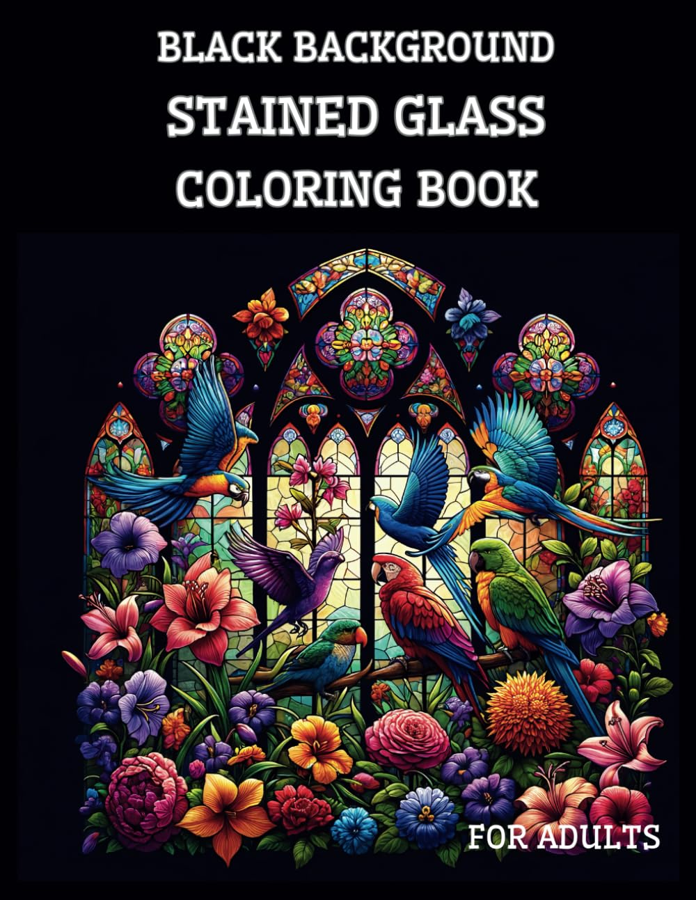 Amazon.com: Black Background Stained Glass Coloring Book for Adults: 50 ...
