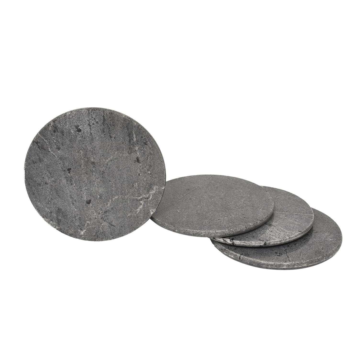 Little eXtra Marble Coasters Sets of 4- Grey Marble Stone Round ...