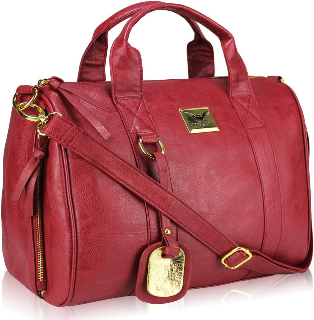 KCMODE Ladies Red Designer Barrel Long Handle Handbag: Amazon.co.uk ...