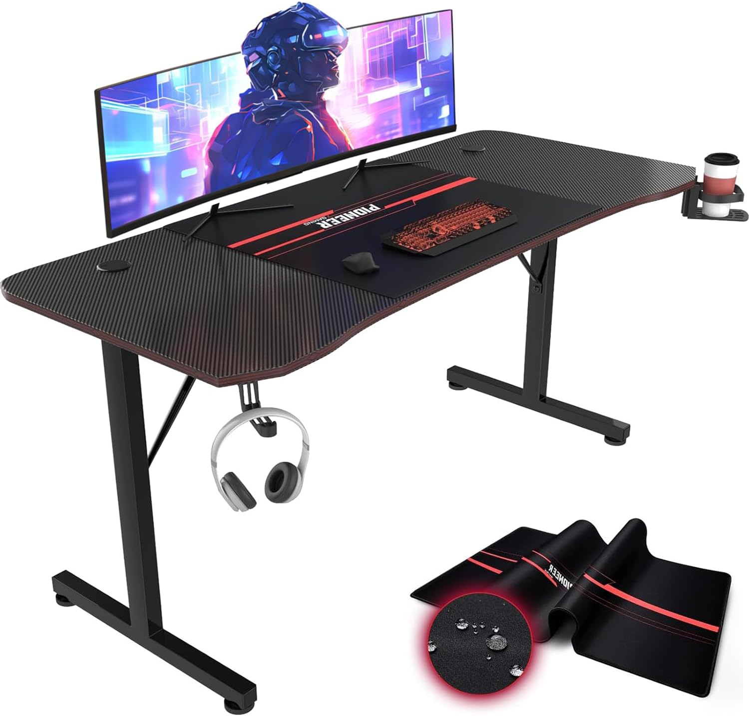 Growaystory Gaming Tisch mit LED, Gaming Schreibtisch 150cm ...