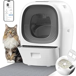 LALAHOME 80L Auto Refill Self-Cleaning Litter Box AI Electric Litter ...