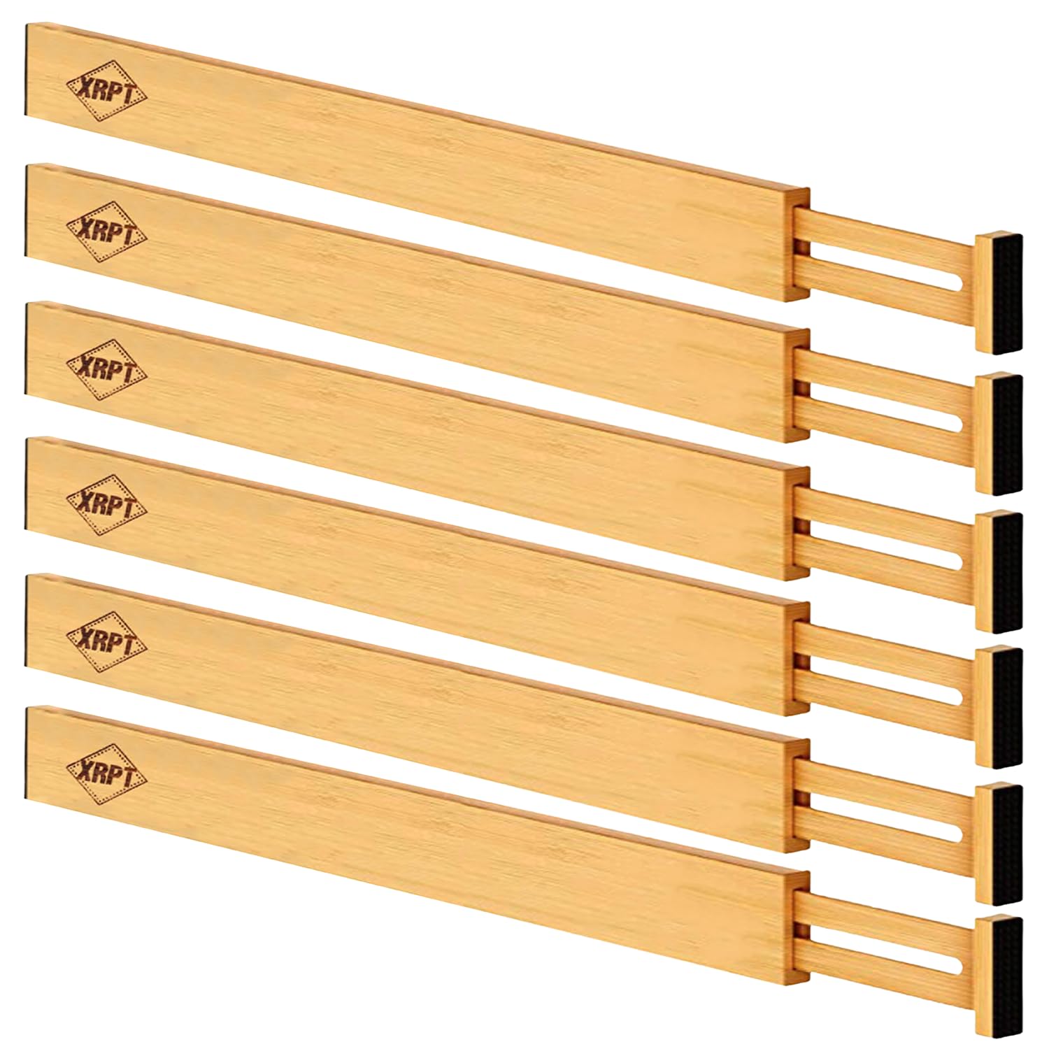 XRPT, 6-pack Bamboo Drawer Dividers, Adjustable Drawer Dividers (42.5 ...