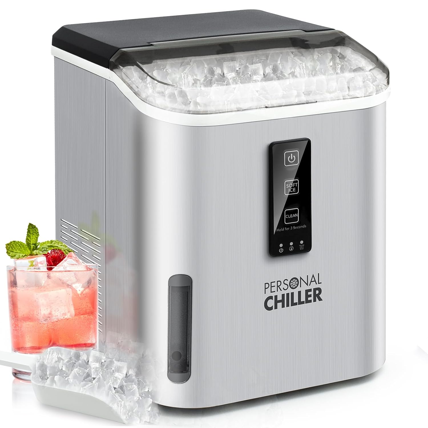 Amazon.com: PERSONAL CHILLER Soft Nugget Countertop Ice Maker, 50lbs in ...
