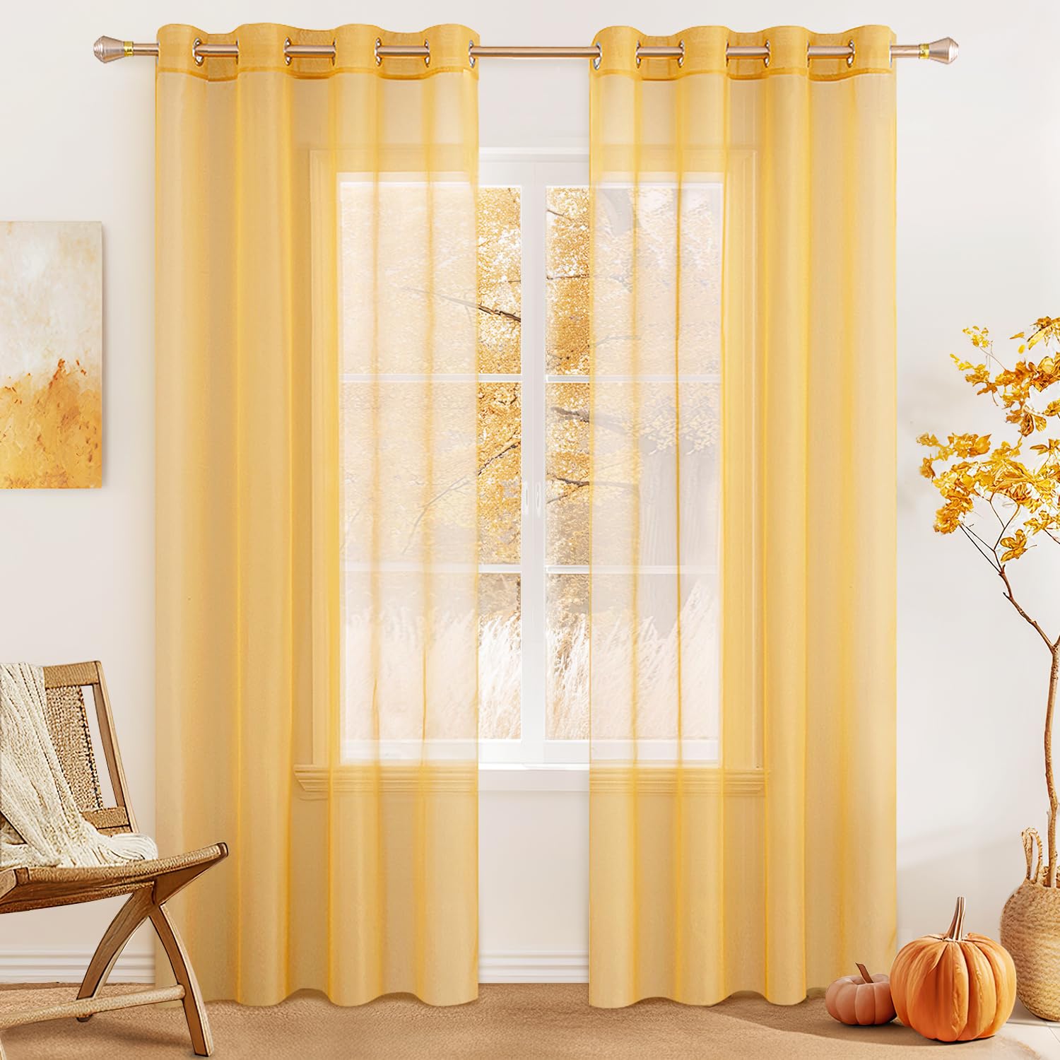 Amazon.com: MIULEE 2 Panels Solid Color Sheer Curtains 84 Inch Length ...