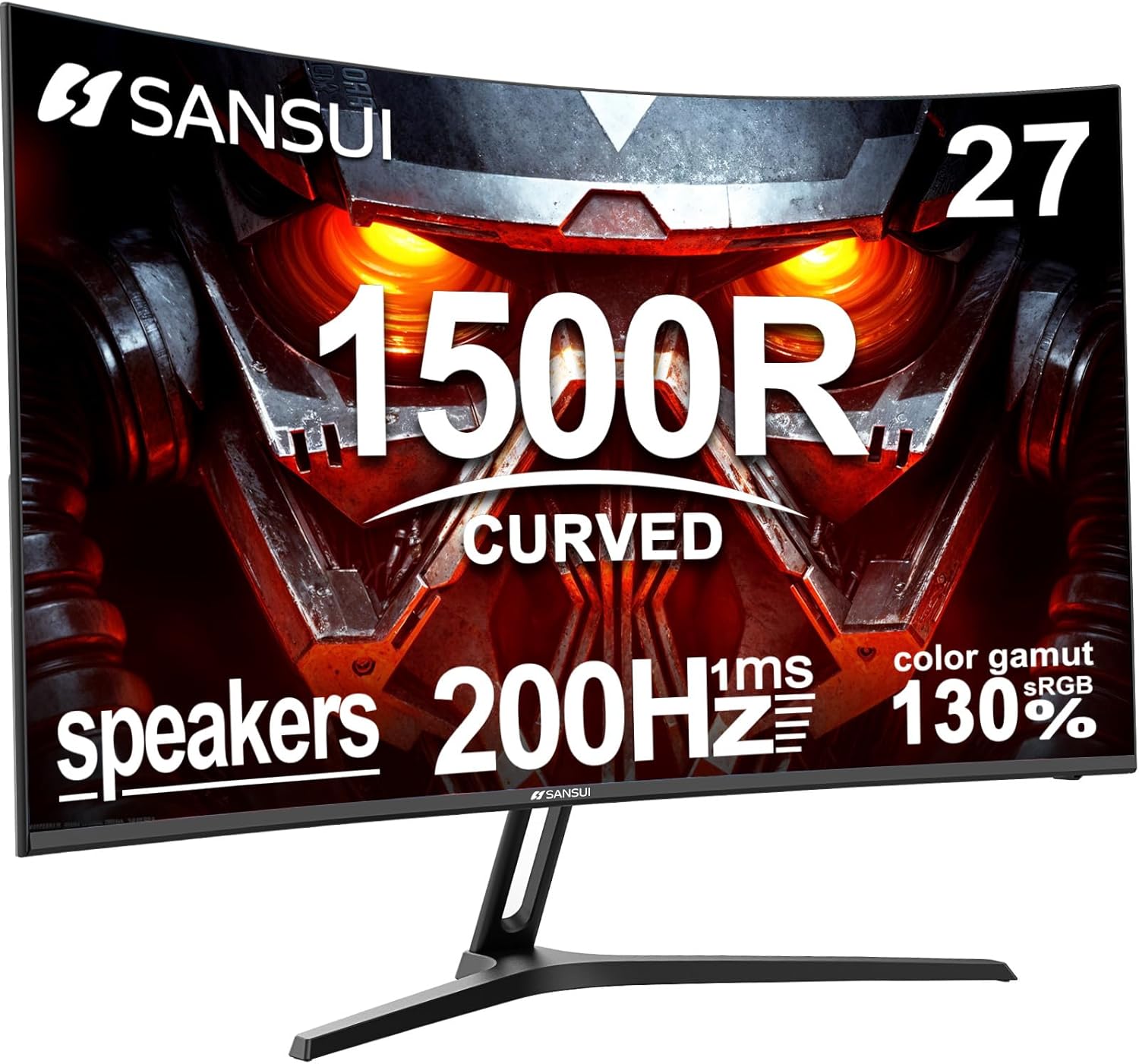 Amazon.com: SANSUI 27 Inch Curved Gaming Monitor 200Hz 1ms with ...