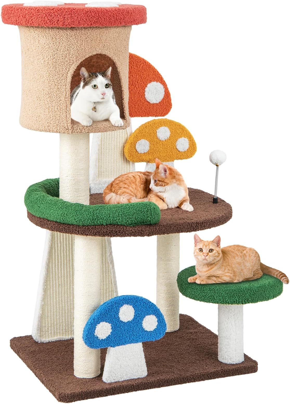 PETSITE Mushroom Cat Tree, 40.5 Inches Tall Multi-Level Cat Tower with ...