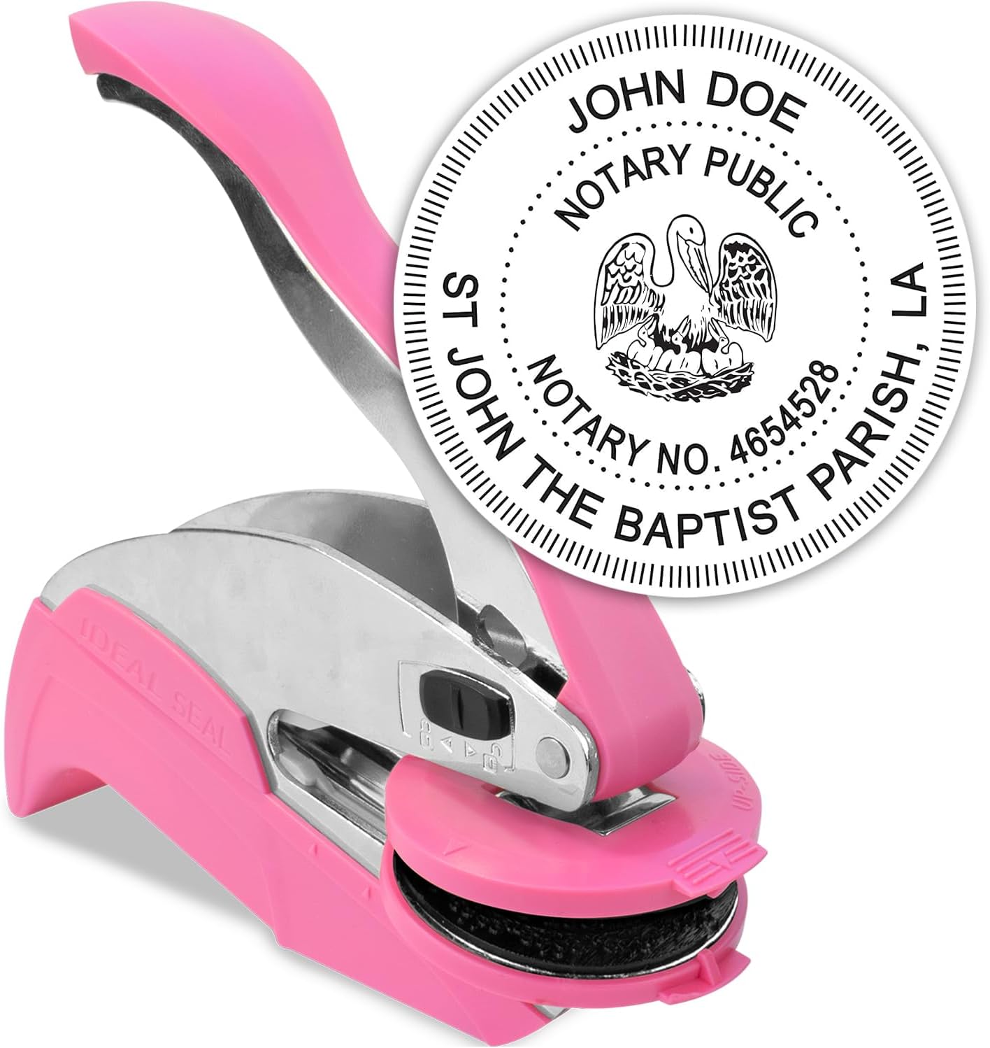 Amazon.com : MaxMark Notary Seal Round Pink Embosser for Louisiana ...