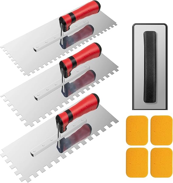 8PCS Tile Tools Square Notch Trowel Set Plus Rubber Grout Float and ...