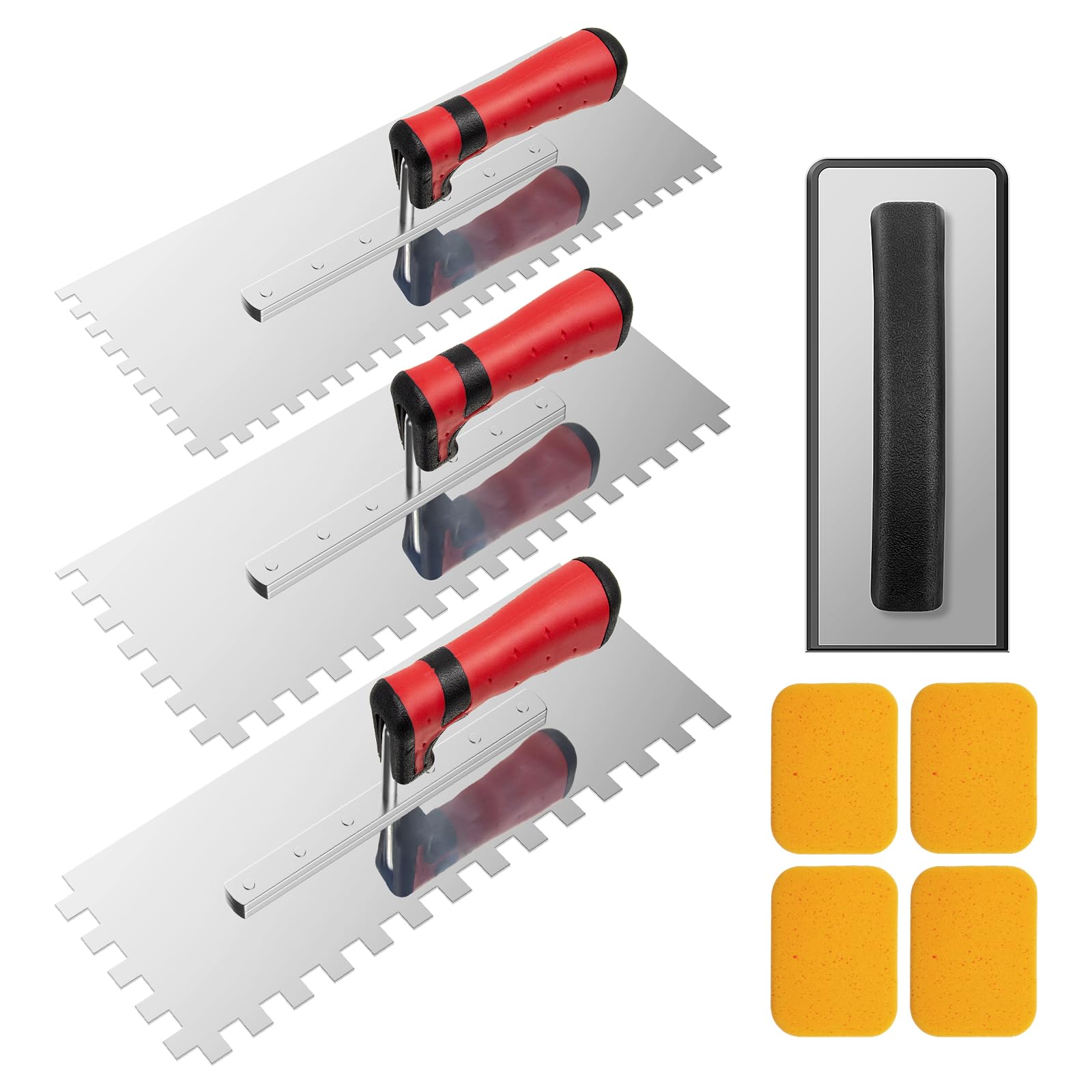 Snapklik.com : 8PCS Tile Tools Square Notch Trowel Set Plus Rubber ...