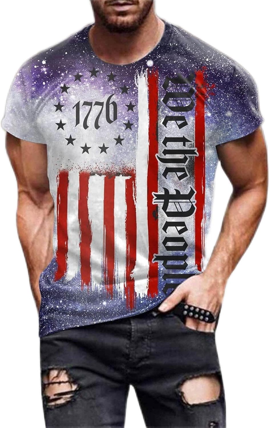 Amazon.com: Mens Independence Day T-Shirts Men's USA Flag Graphic T ...