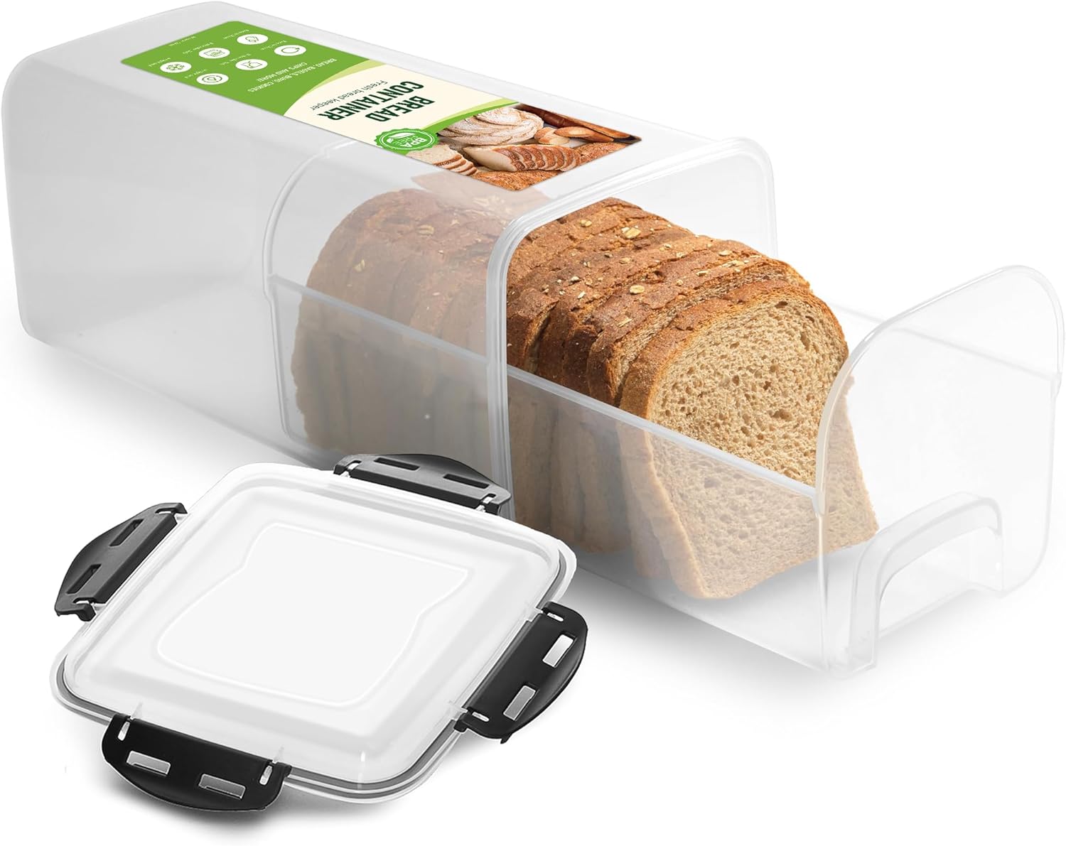 Amazon.com: ACPTJMPW Bread Storage Container with Tray Plastic Bread ...