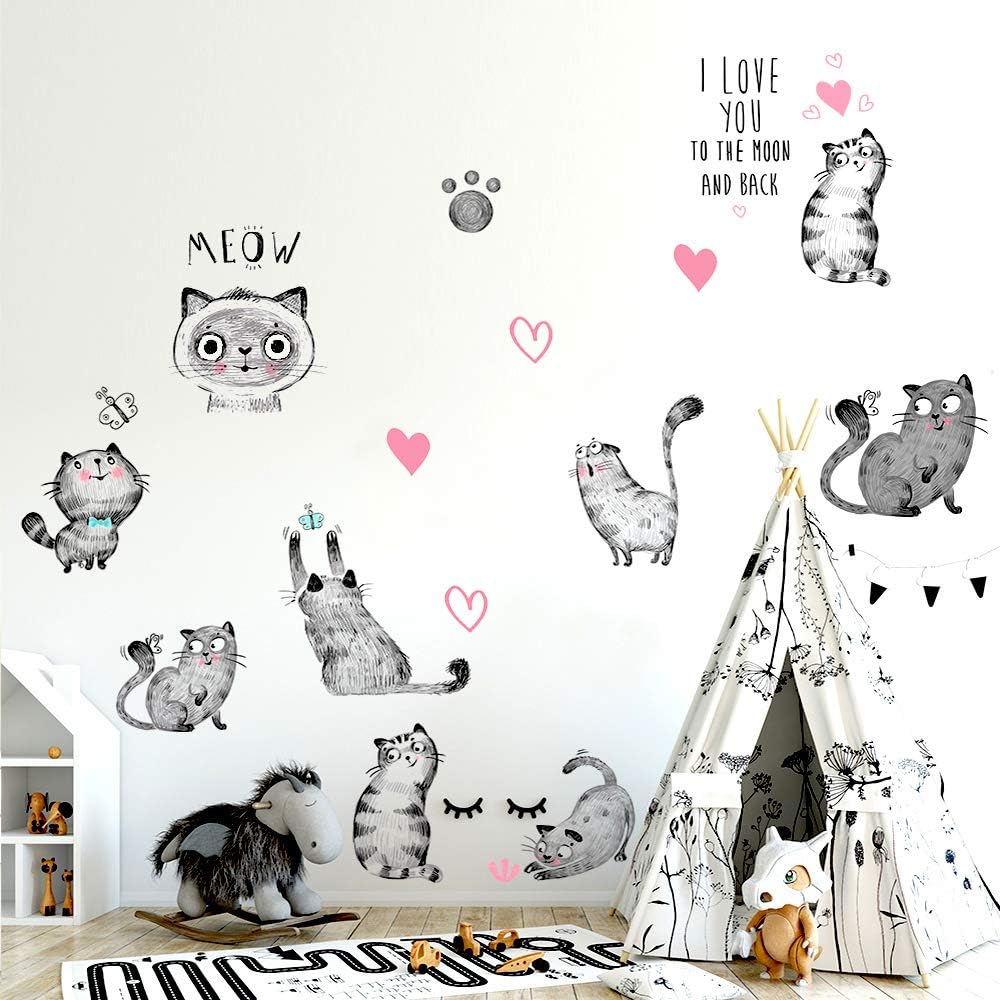 MAIYU Cartoon Cats Wall Decals - 9 Cute Kittens with Australia | Ubuy