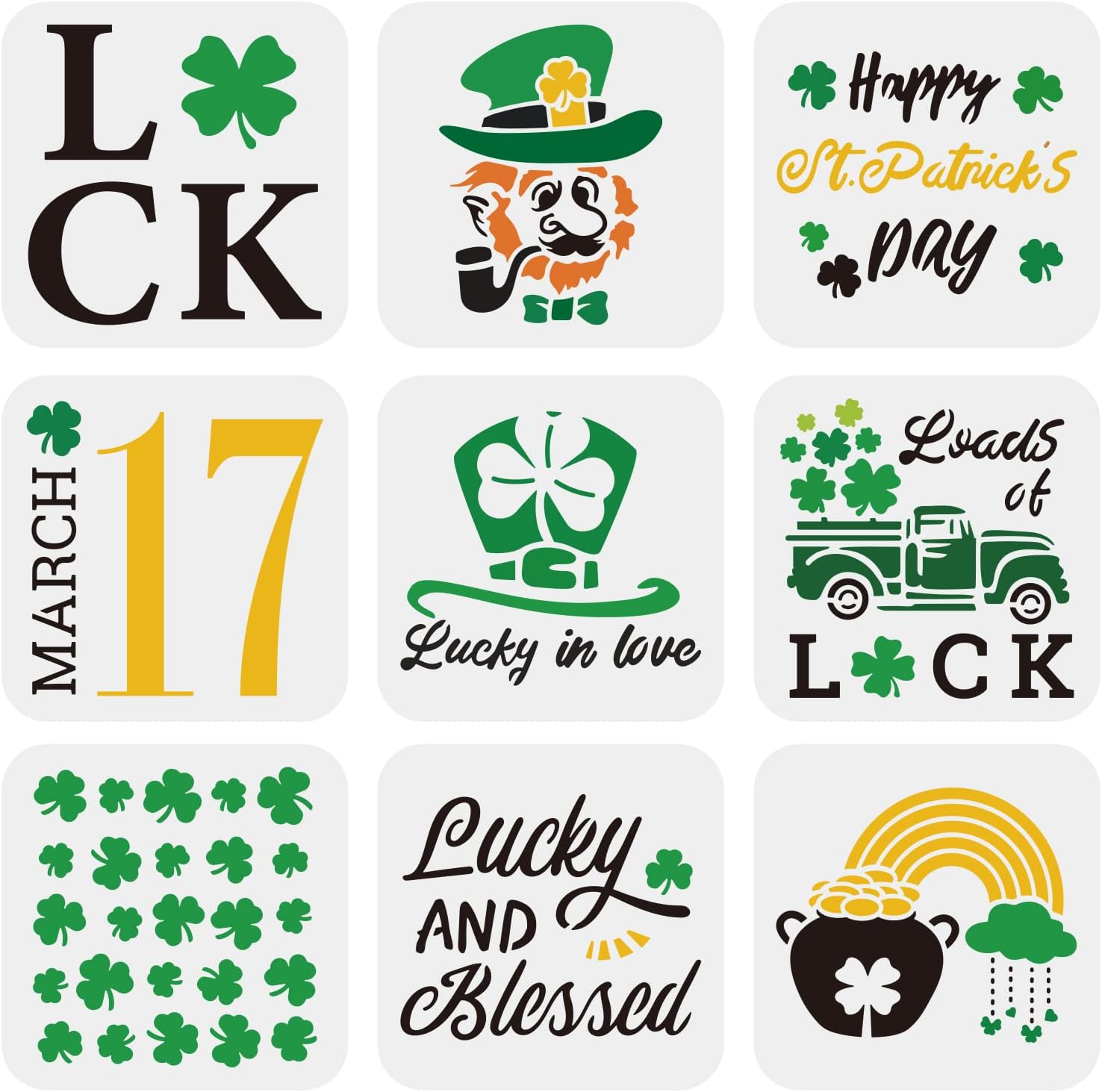 Amazon.com : FINGERINSPIRE 9 PCS St. Patrick's Day Painting Stencils 5 ...