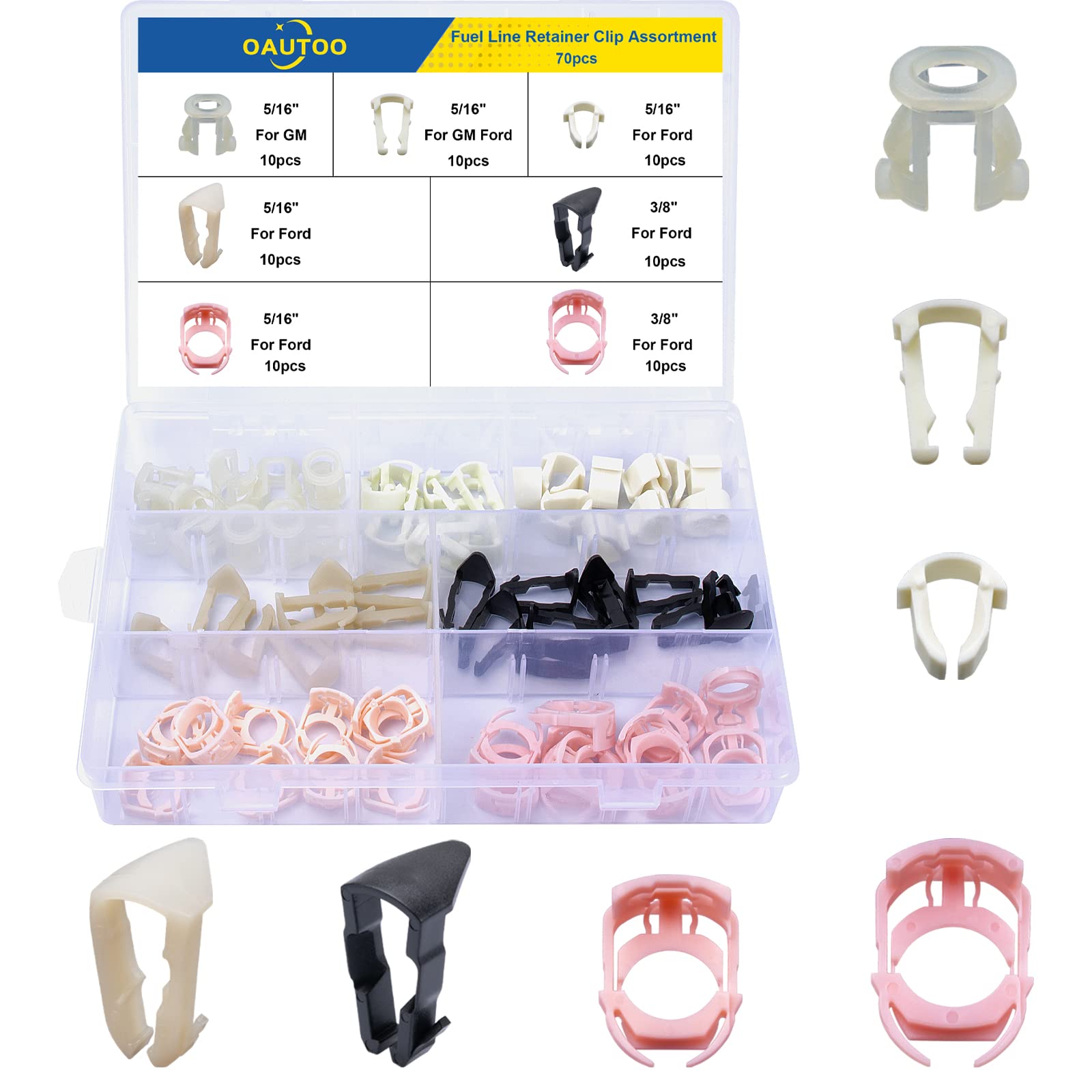 Amazon.com: OAUTOO 70pcs Fuel Line Retainer Clip Assortment for Ford GM ...