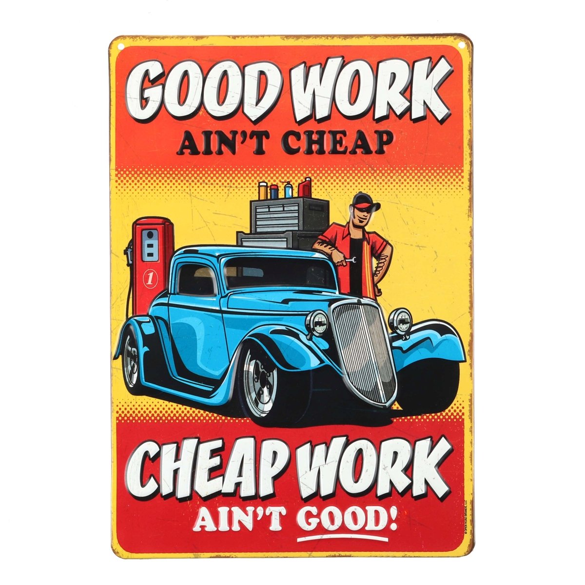Open Road Brands Good Work Aint Cheap Embossed Metal Sign | Desertcart ...