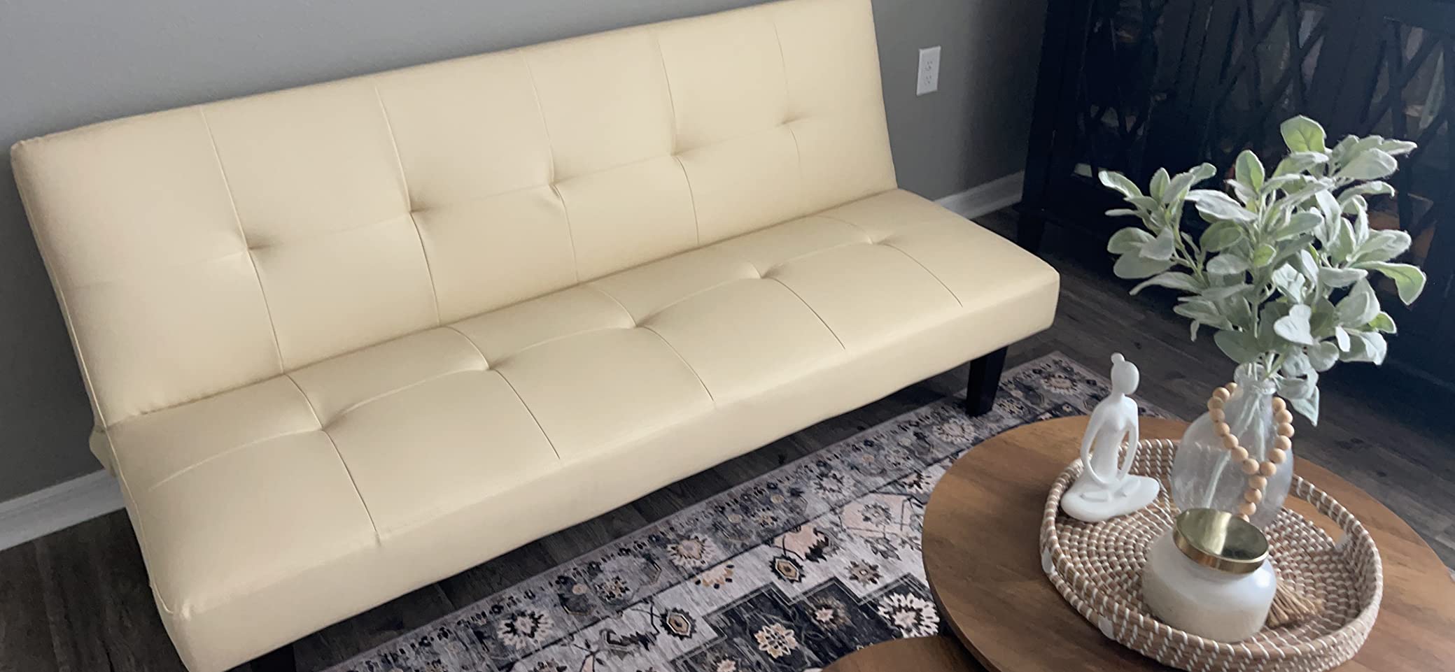 $26/mo - Finance Naomi Home Tufted Futon Sofa Bed, Faux Leather Futon ...