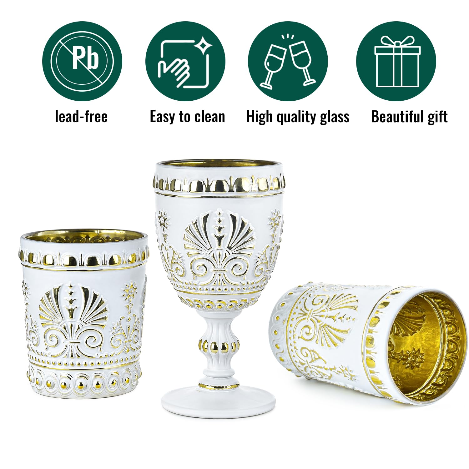 Snapklik.com : Royal Style Embossed Glassware, Slap-up Paint Glass ...