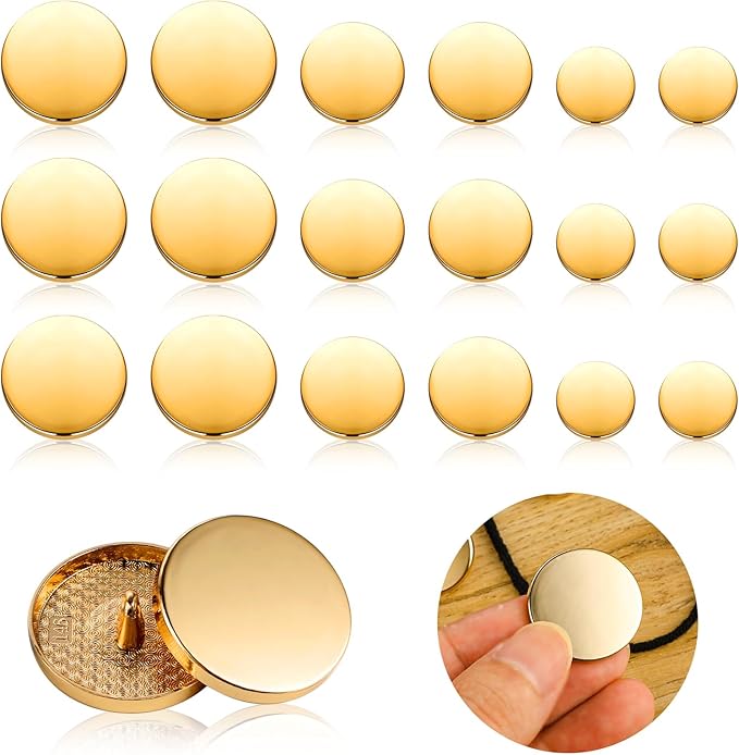 Amazon.com: Ouligay 18pcs Gold Buttons for Blazer Flat Metal Button for ...