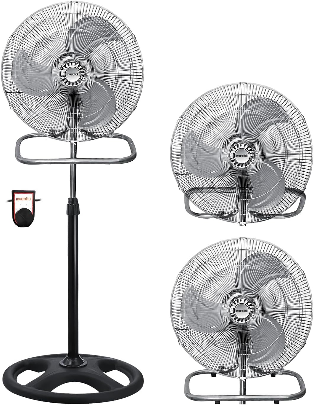 Ventilador de Pie 3 en 1 Mueblick VI18-01, 18 Pulgadas, Potencia 55W ...