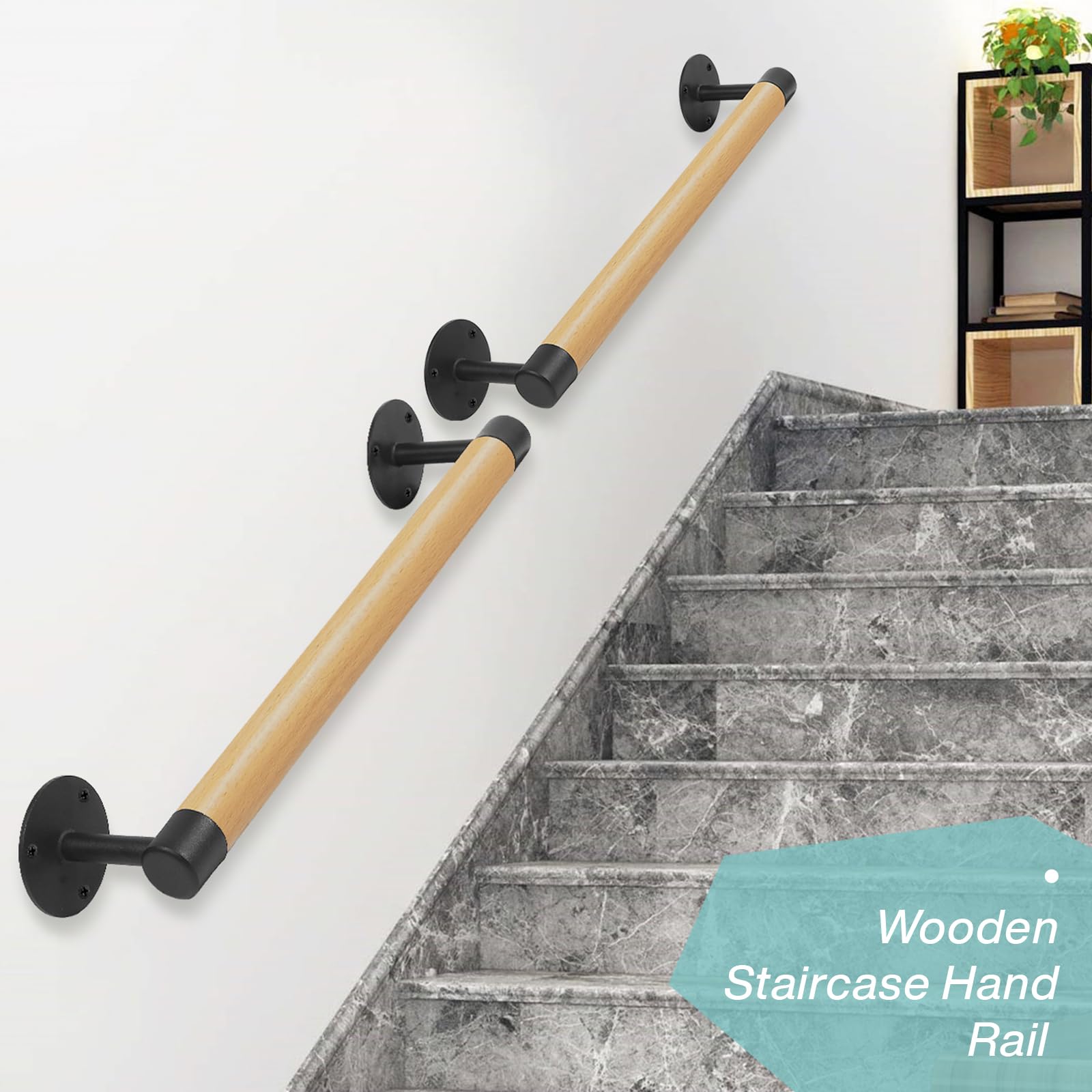 Snapklik.com : Purife 18 Inch Real Wood Grab Bar Hand Rails For Indoor ...
