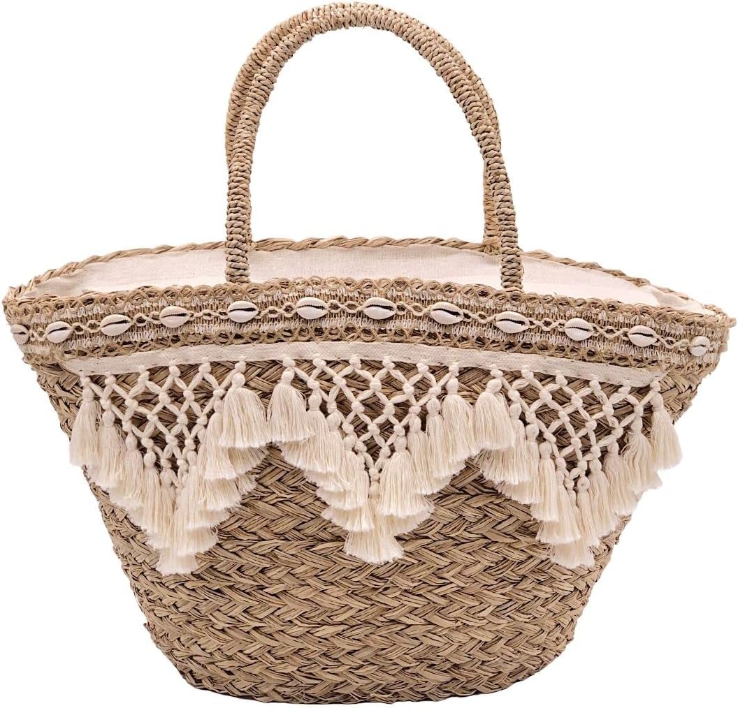 Stroh Handtasche Sommer Strandtasche Runde Vintage Handarbeit ...