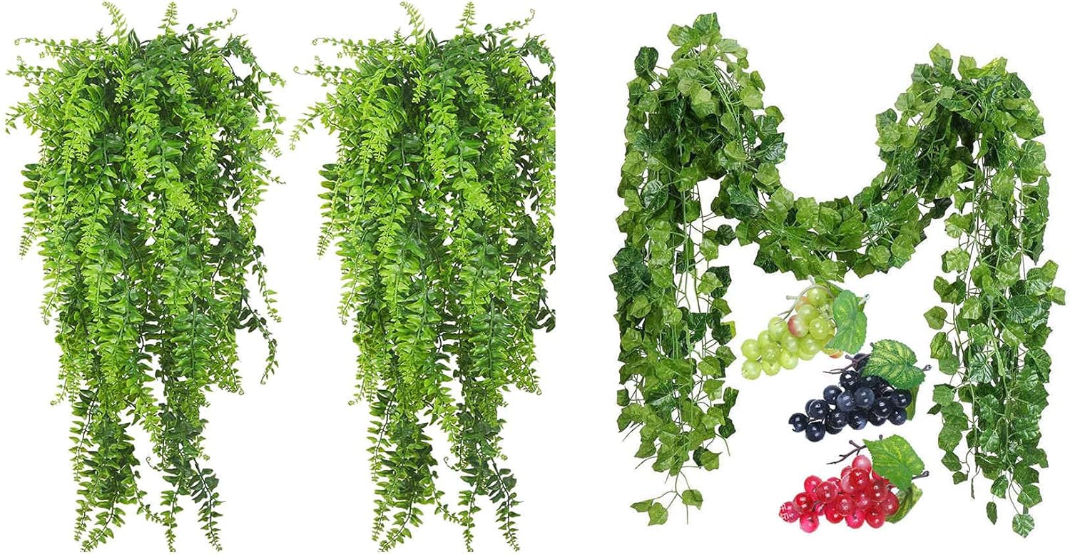 Amazon.com: TRIPPER 4 PCS Artificial Plants Vines Boston Fern Persian ...