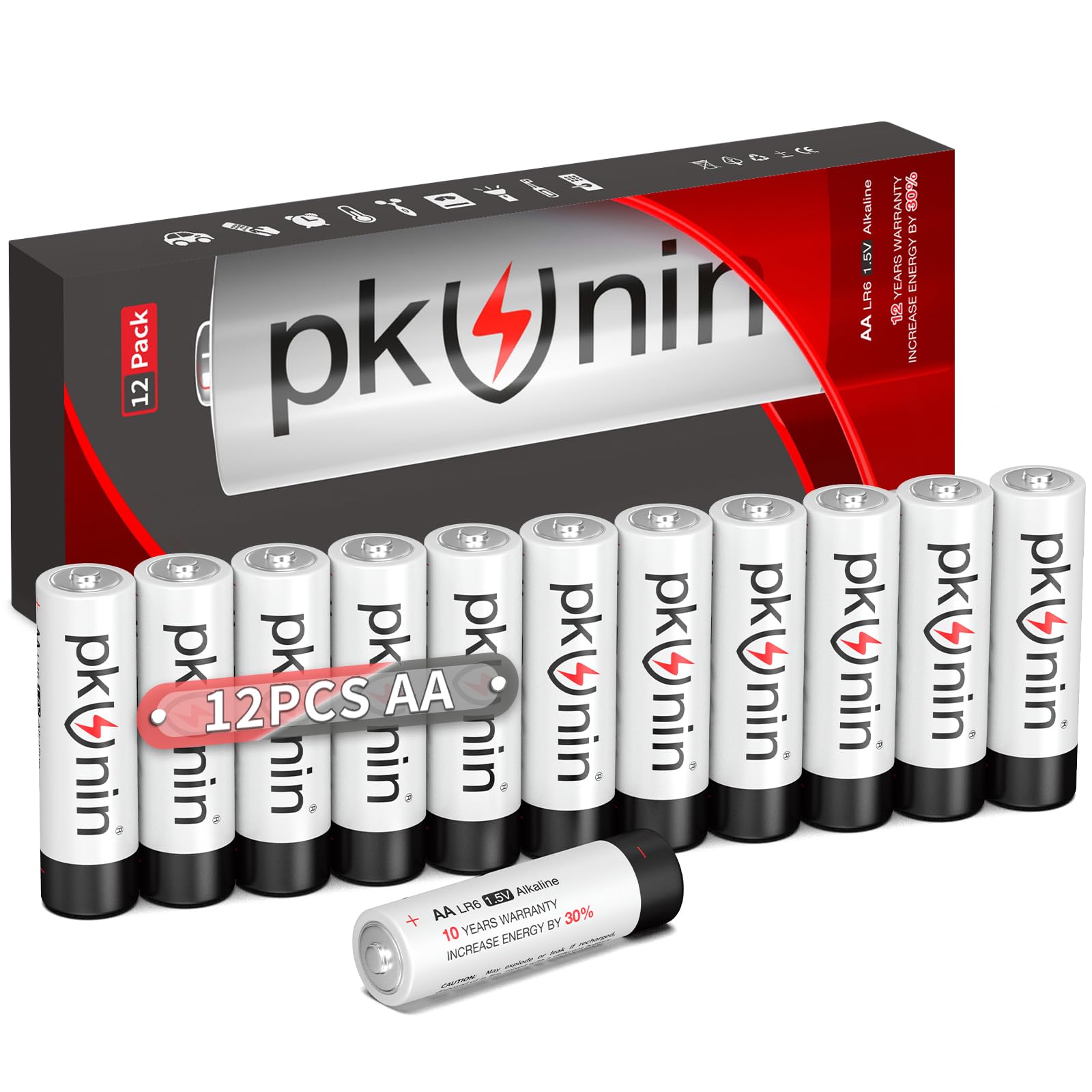 Amazon.com: PKUNIN AA Batteries 1.5V Alkaline Double A Batteries 12 ...