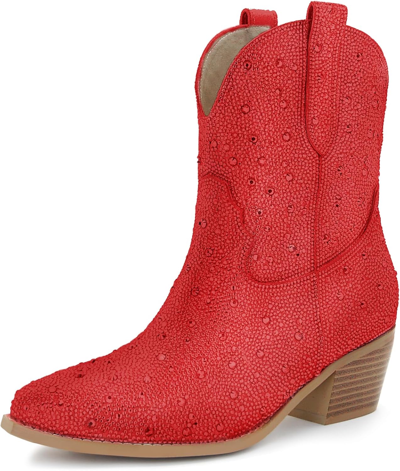 Amazon.com | SOVANYOU Women's Rhinestone Cowboy Boots Pointed Almond ...